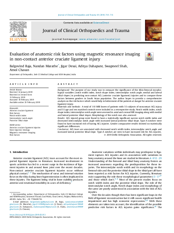 (PDF) Evaluation of anatomic risk factors using magnetic resonance ...