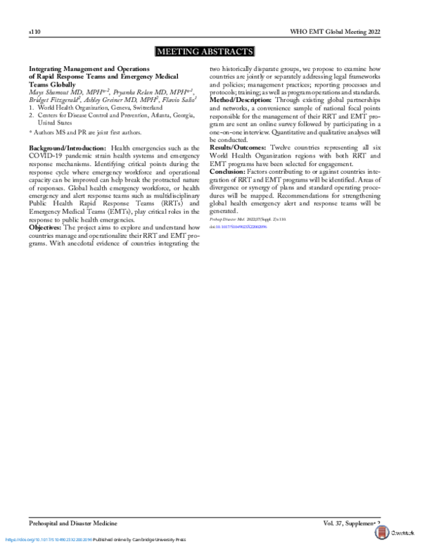 (PDF) Integrating Management and Operations of Rapid Response Teams and ...