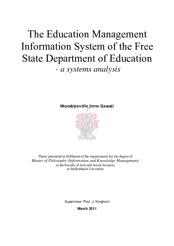 (PDF) The education management information system of the Free State ...