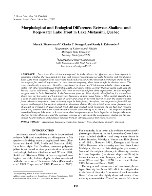 (PDF) Morphological and Ecological Differences Between Shallow- and ...