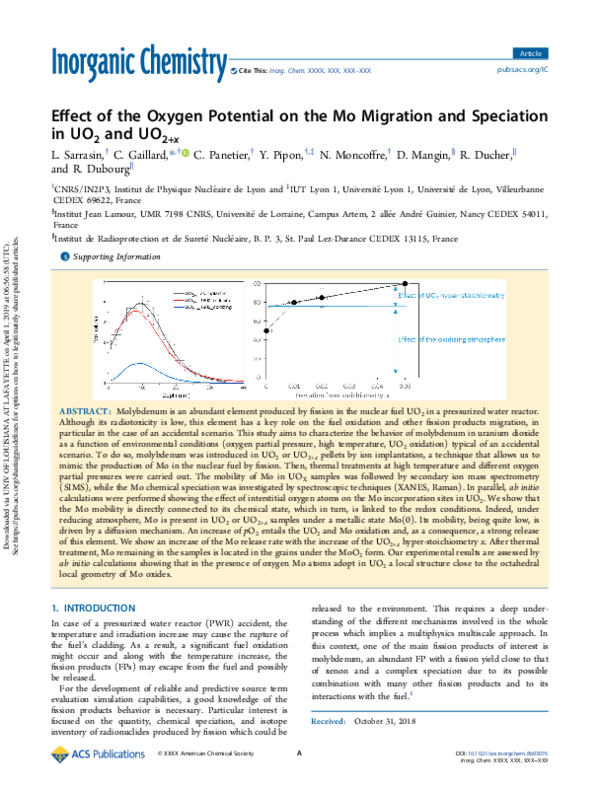 (PDF) Effect of the Oxygen Potential on the Mo Migration and Speciation ...