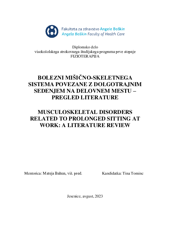 (PDF) Bolezni mišično-skeletnega sistema povezane z dolgotrajnim sedenjem na delovnem mestu ...