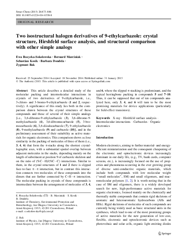 (PDF) Two isostructural halogen derivatives of 9-ethylcarbazole ...