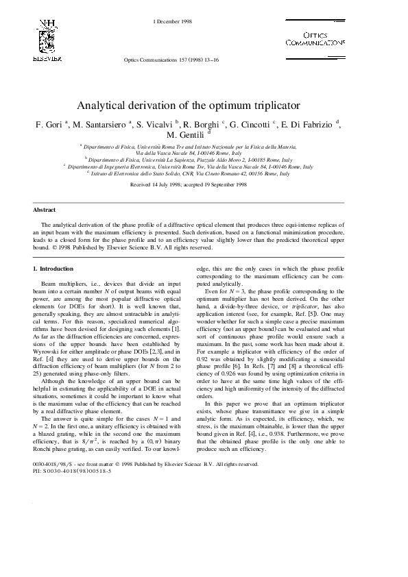 (PDF) Analytical derivation of the optimum triplicator