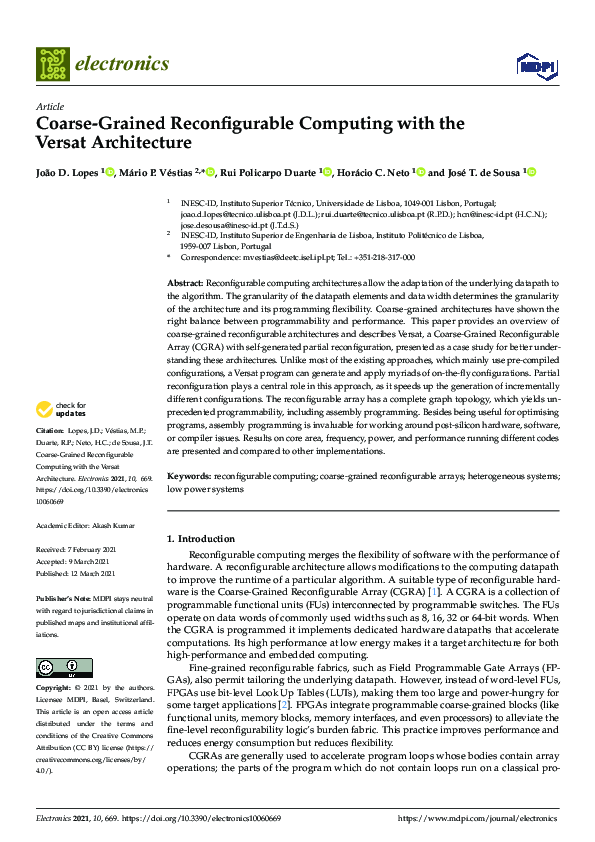 (PDF) Coarse-Grained Reconfigurable Computing with the Versat Architecture