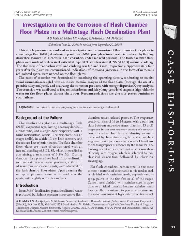 (PDF) Investigations on the corrosion of flash chamber floor plates in ...