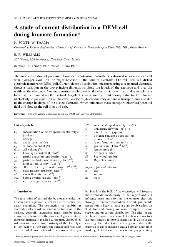 (PDF) A study of current distribution in a DEM cell during bromate ...