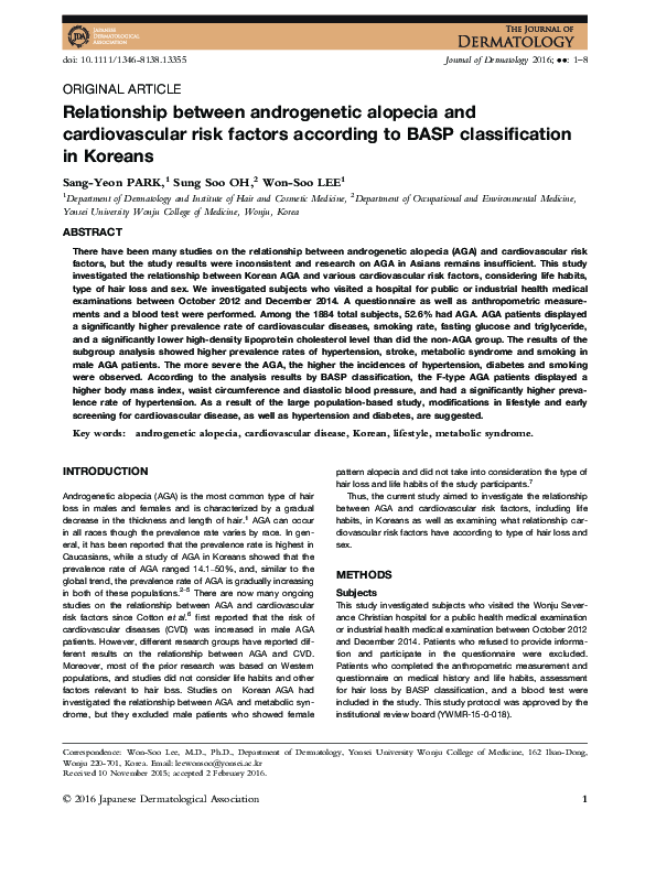 (PDF) Relationship between androgenetic alopecia and cardiovascular ...