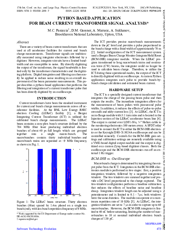 (PDF) Python Based Application for Beam Current Transformer Signal Analysis