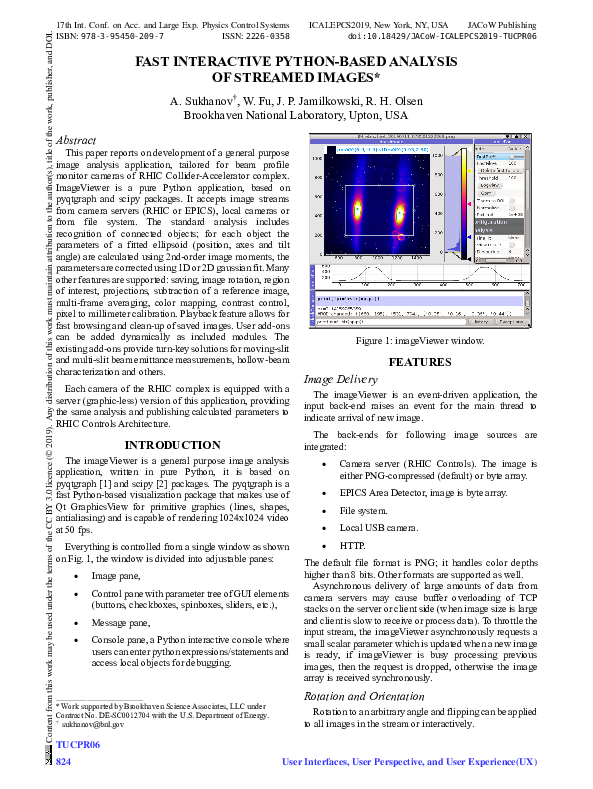 (PDF) Fast Interactive Python-based Analysis of Streamed Images