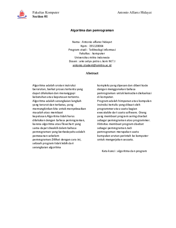 (PDF) Algoritma Dan Pemrograman