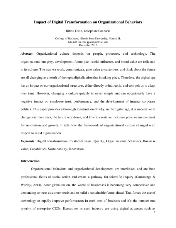 (PDF) Impact of Digital Transformation on Organizational Behaviors