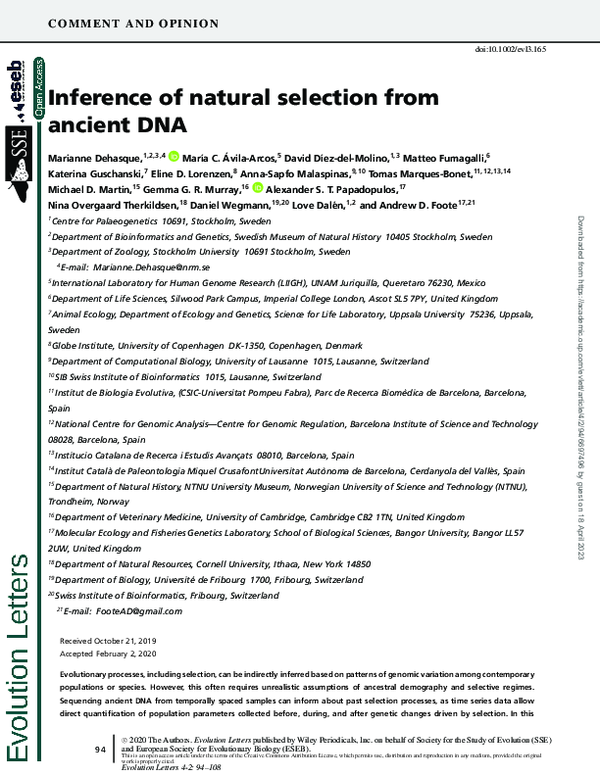 (PDF) Inference of natural selection from ancient DNA