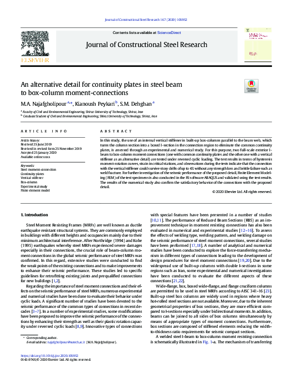 (PDF) An alternative detail for continuity plates in steel beam to box ...