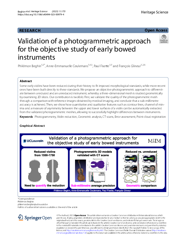 (PDF) Validation of a photogrammetric approach for the objective study of early bowed instruments