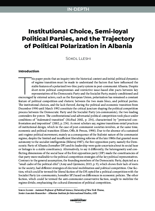 (PDF) Institutional Choice, Semi-loyal Political Parties, and the ...