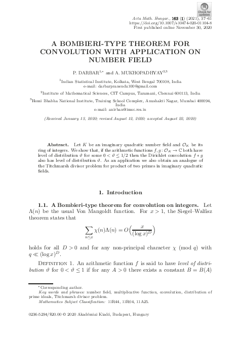 (PDF) A Bombieri-type theorem for convolution with application on ...