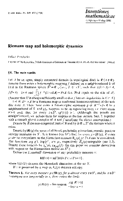 (PDF) Riemann map and holomorphic dynamics