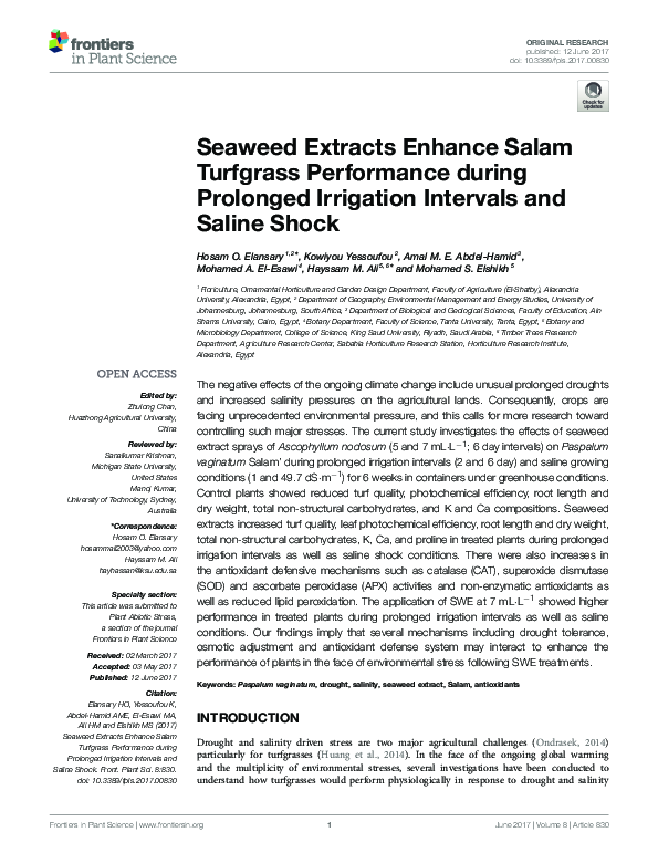(PDF) Seaweed Extracts Enhance Salam Turfgrass Performance during ...