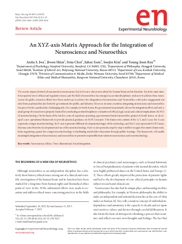 (PDF) An XYZ-axis Matrix Approach for the Integration of Neuroscience ...