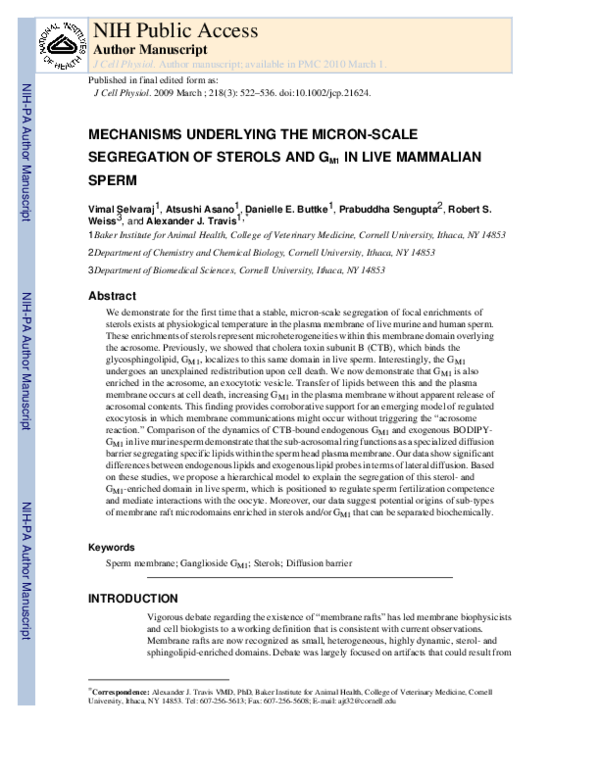 (PDF) Mechanisms underlying the micron-scale segregation of sterols and ...