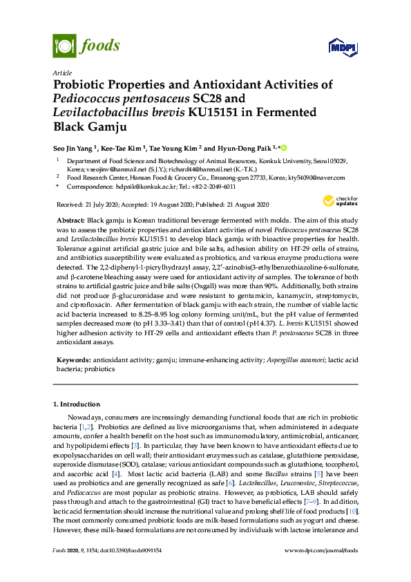 (PDF) Probiotic Properties and Antioxidant Activities of Pediococcus ...