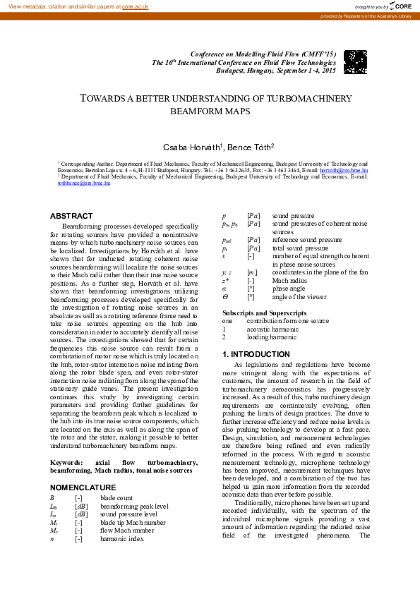 (PDF) Towards a better understanding of turbomachinery beamform maps