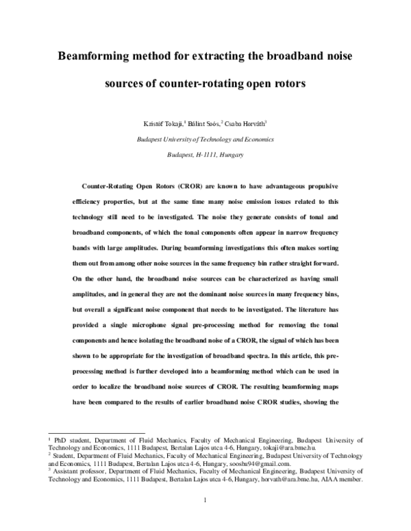 Pdf Beamforming For Broadband Noise In Crors