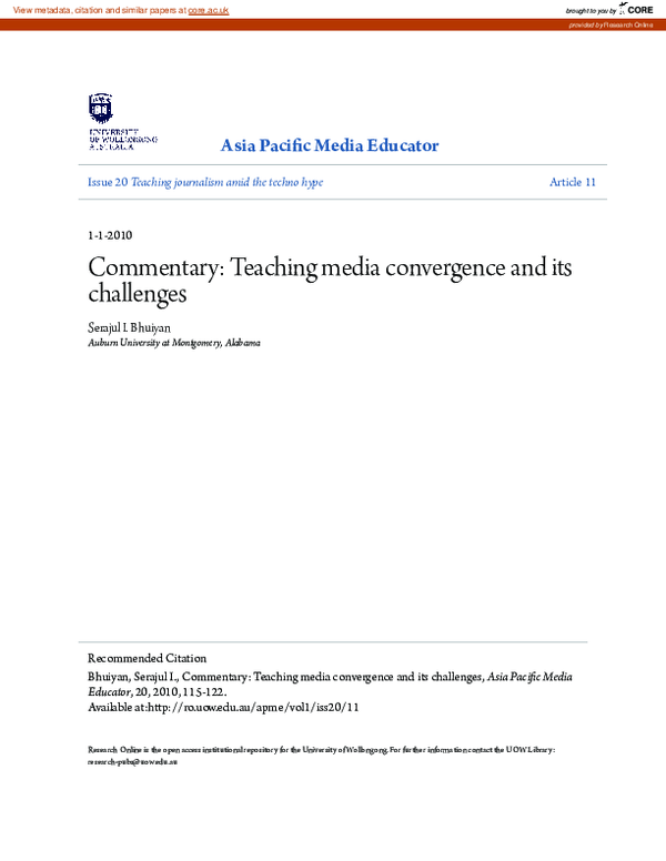 (PDF) Commentary: Teaching media convergence and its challenges