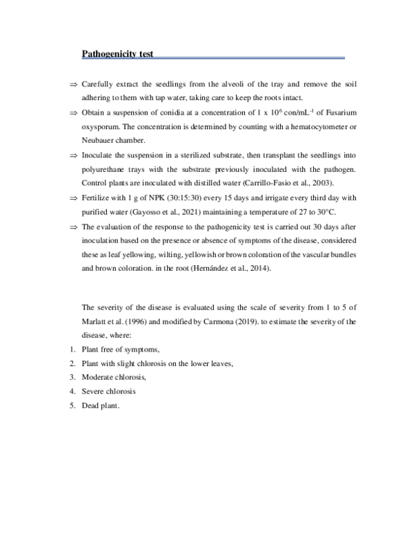 (PDF) Pathogenicity test