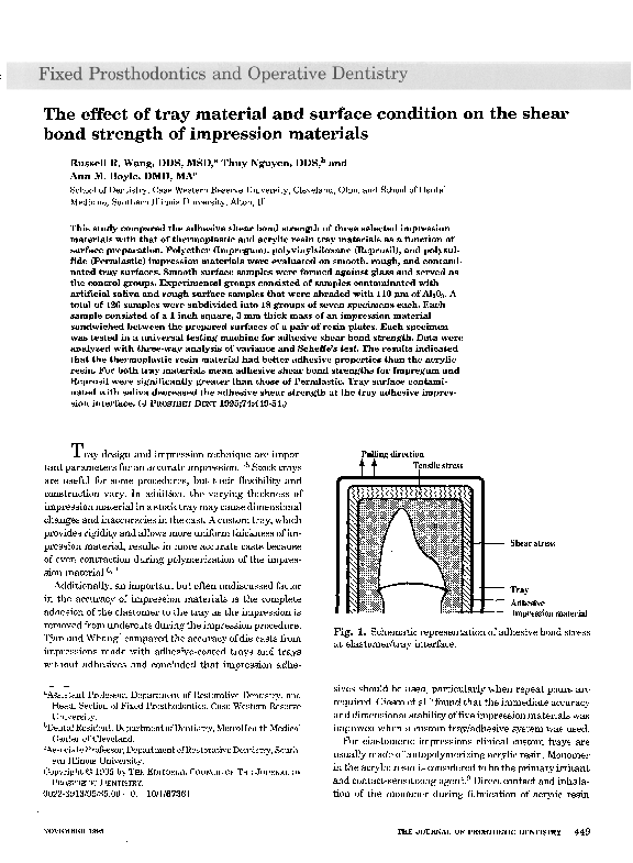 (PDF) The effect of tray material and surface condition on the shear ...