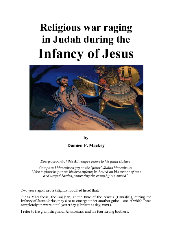 (DOC) Religious war raging in Judah during the Infancy of Jesus