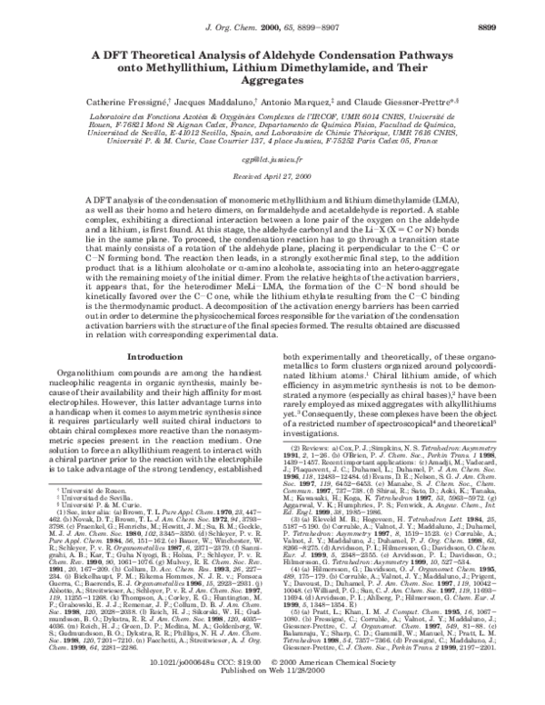 (PDF) A DFT Theoretical Analysis of Aldehyde Condensation Pathways onto Methyllithium, Lithium ...
