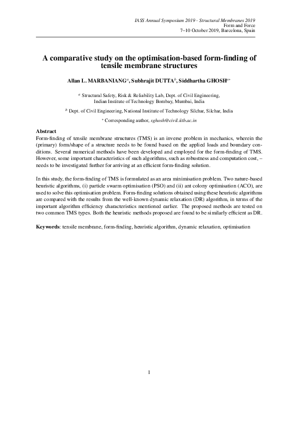 (PDF) A comparative study on the optimisation-based form-finding of tensile membrane structures