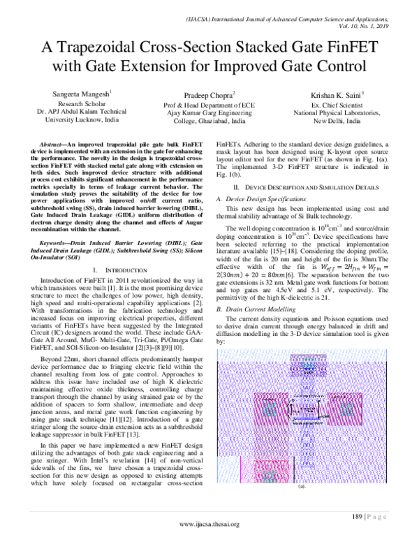 (PDF) A Trapezoidal Cross-Section Stacked Gate FinFET with Gate ...
