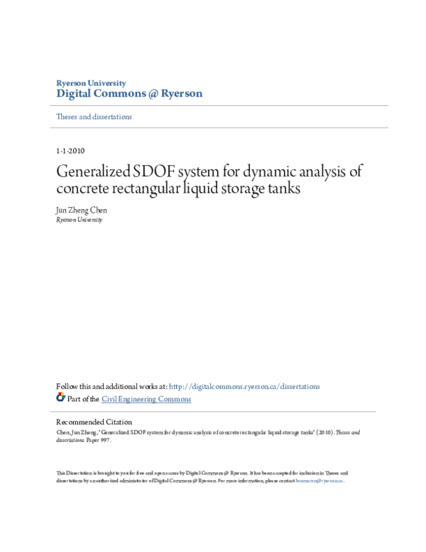 (PDF) Generalized SDOF system for dynamic analysis of concrete rectangular liquid storage tanks ...