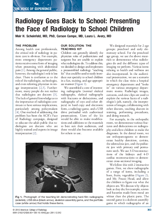 (PDF) Radiology Goes Back to School: Presenting the Face of Radiology ...