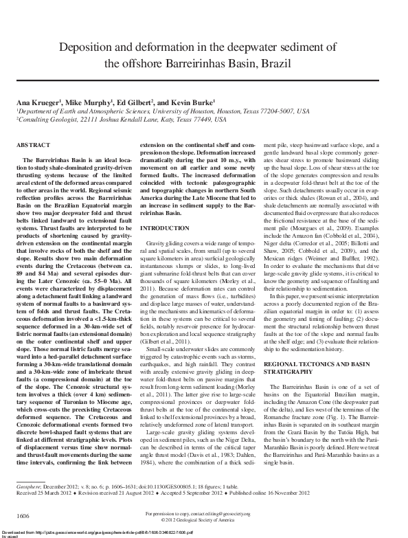 (PDF) Deposition and deformation in the deepwater sediment of the ...