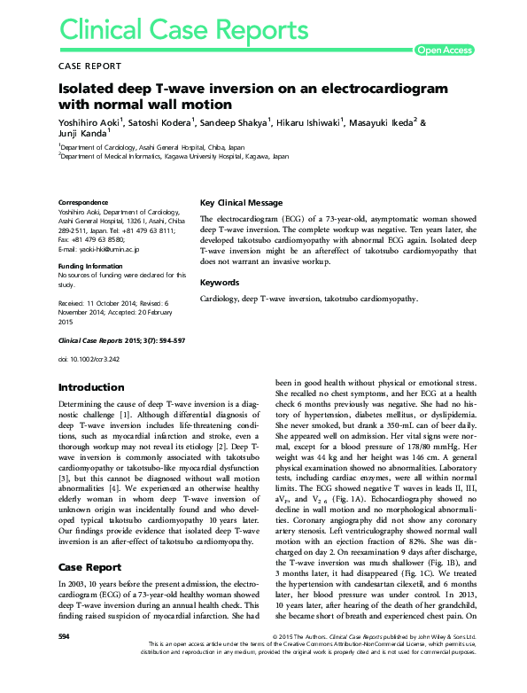 (PDF) Isolated deep T-wave inversion on an electrocardiogram with ...