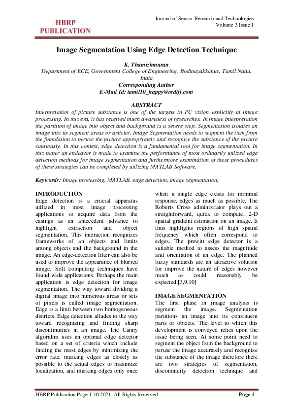 Pdf Image Segmentation Using Edge Detection Technique