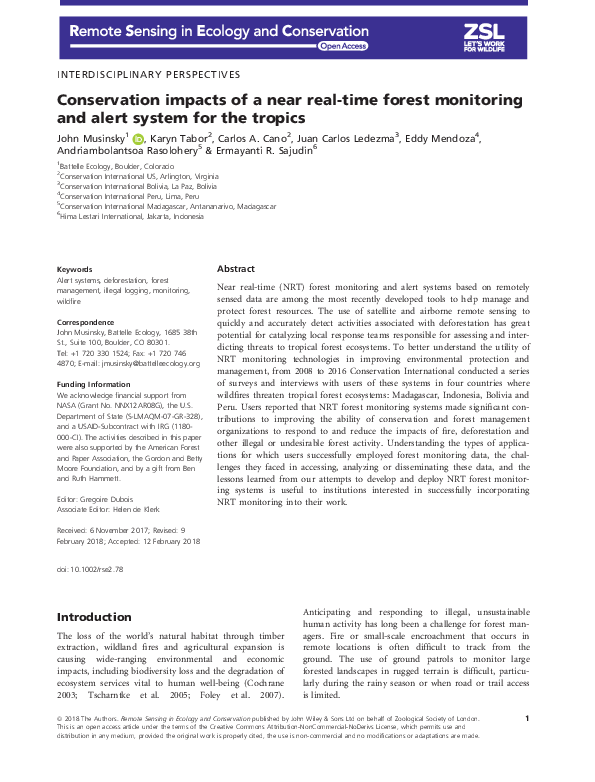 (PDF) Conservation impacts of a near real‐time forest monitoring and ...