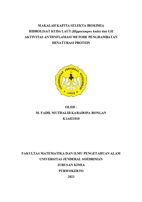 (PDF) MAKALAH KAPITA SELEKTA BIOKIMIA HIDROLISAT KUDA LAUT (Hippocampus ...