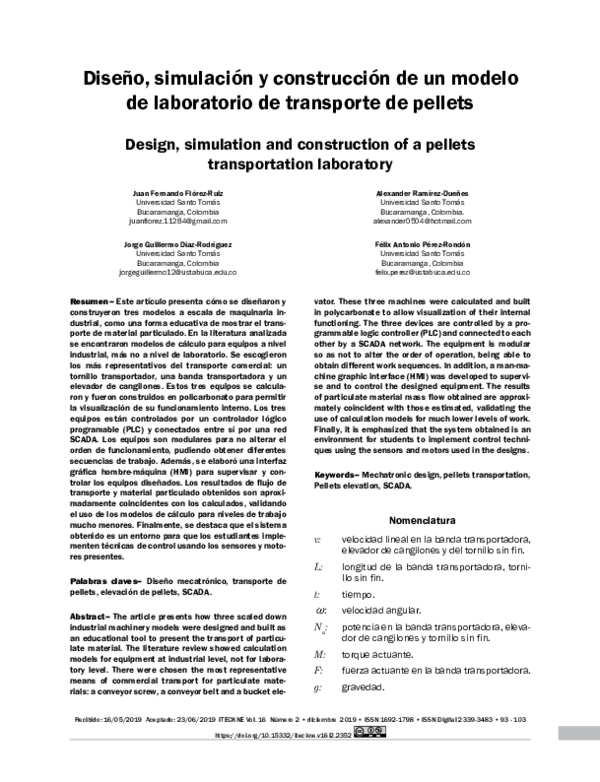 (PDF) Design, simulation and construction of a pellets transportation ...