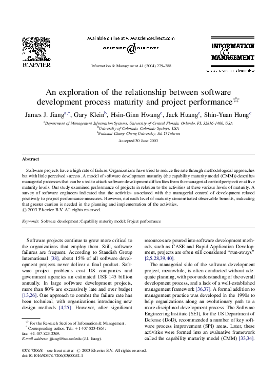 (PDF) An exploration of the relationship between software development ...