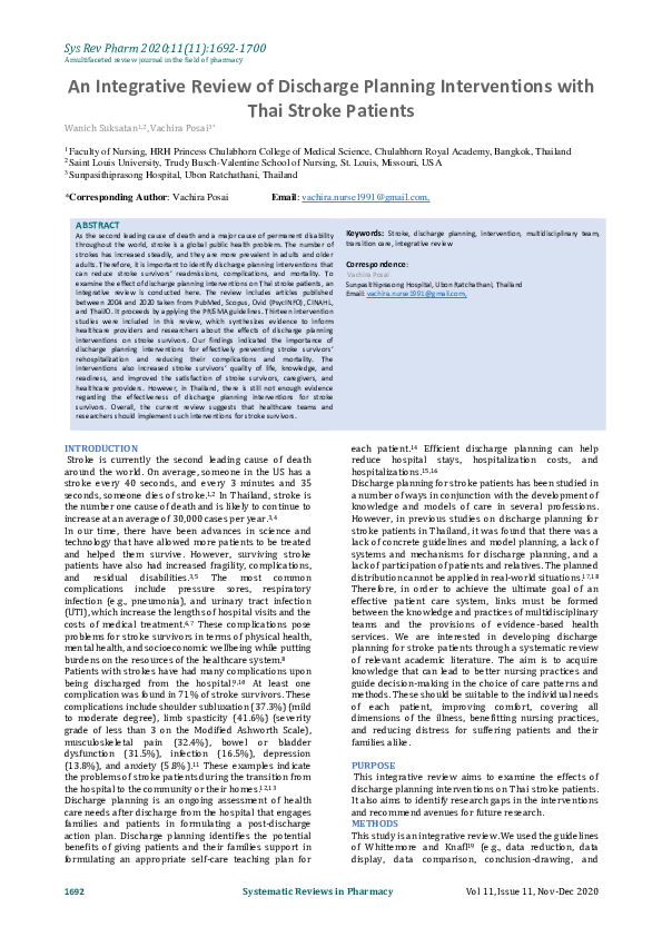 (PDF) An Integrative Review of Discharge Planning Interventions with ...