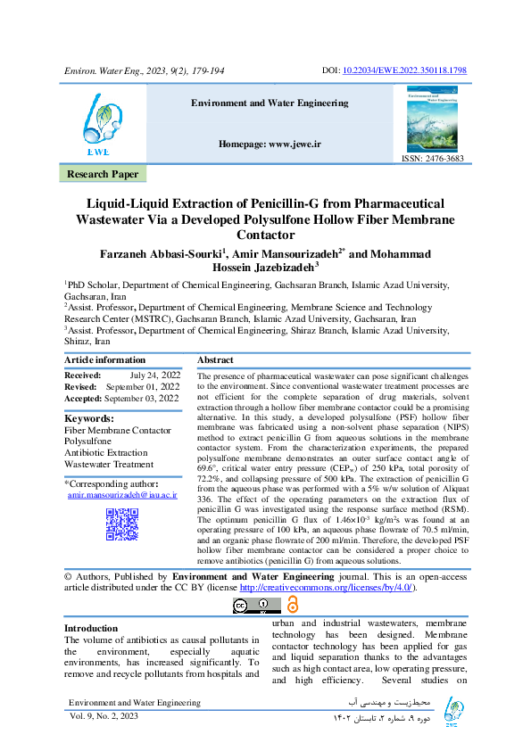 (PDF) Liquid-Liquid Extraction of Penicillin-G from Pharmaceutical ...