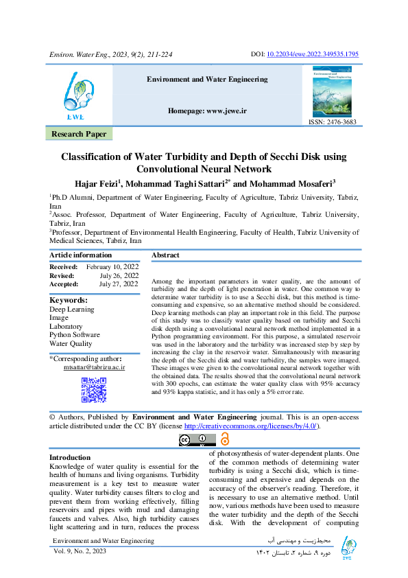 (PDF) Classification of Water Turbidity and Depth of Secchi