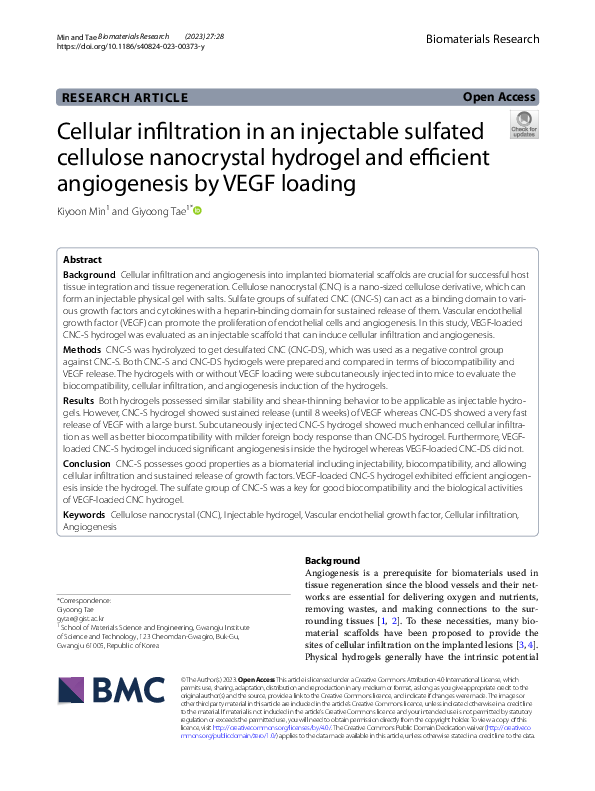 (PDF) Cellular infiltration in an injectable sulfated cellulose ...