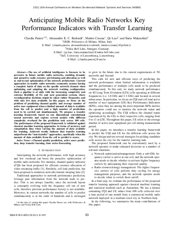 (PDF) Anticipating Mobile Radio Networks Key Performance Indicators ...
