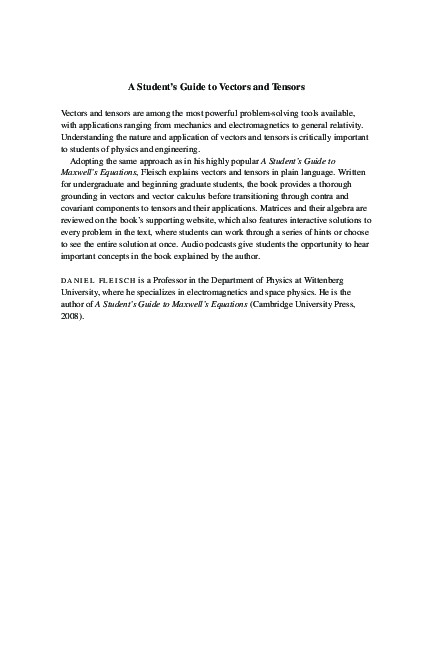 (PDF) Daniel A Fleisch A student's guide to vectors and tensors ...